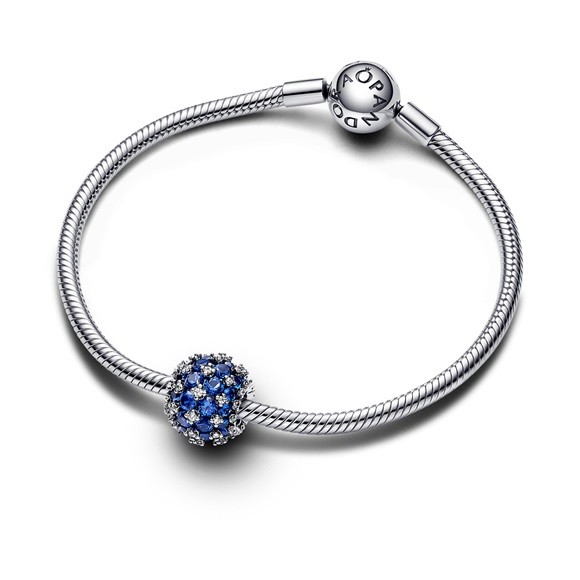 Conta Pandora Redonda Azul Pavé » LXBOUTIQUE